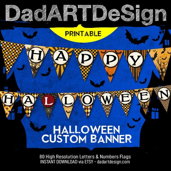 Halloween pennant banner - printable vintage alphabet - instant ...