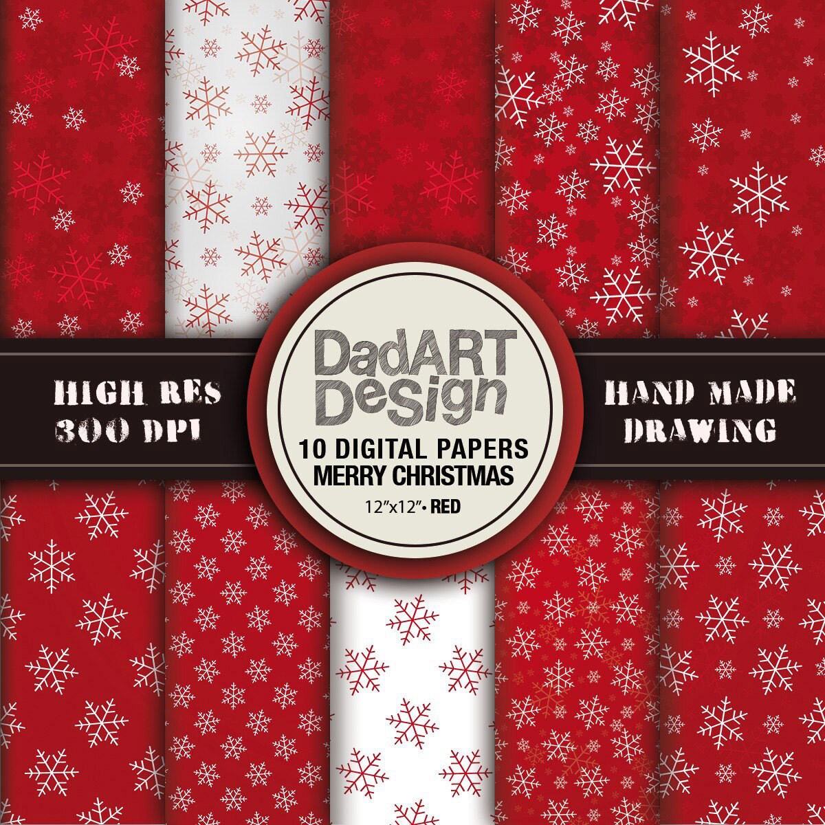 10 Christmas Patterns Digital Paper Pack Hi Res Files - Etsy