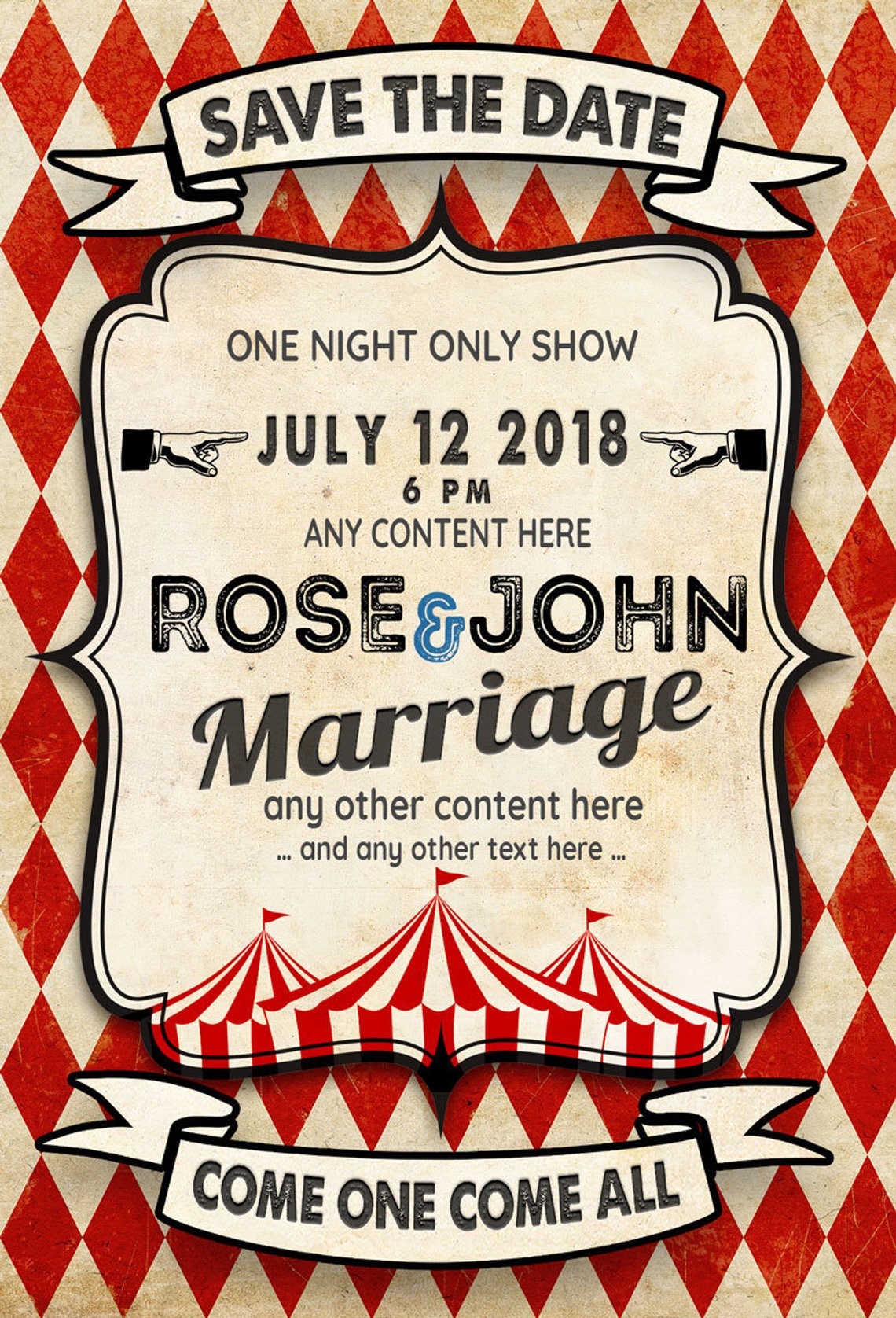 Circus Vintage Custom Card for Your Birthday Wedding Show - Etsy