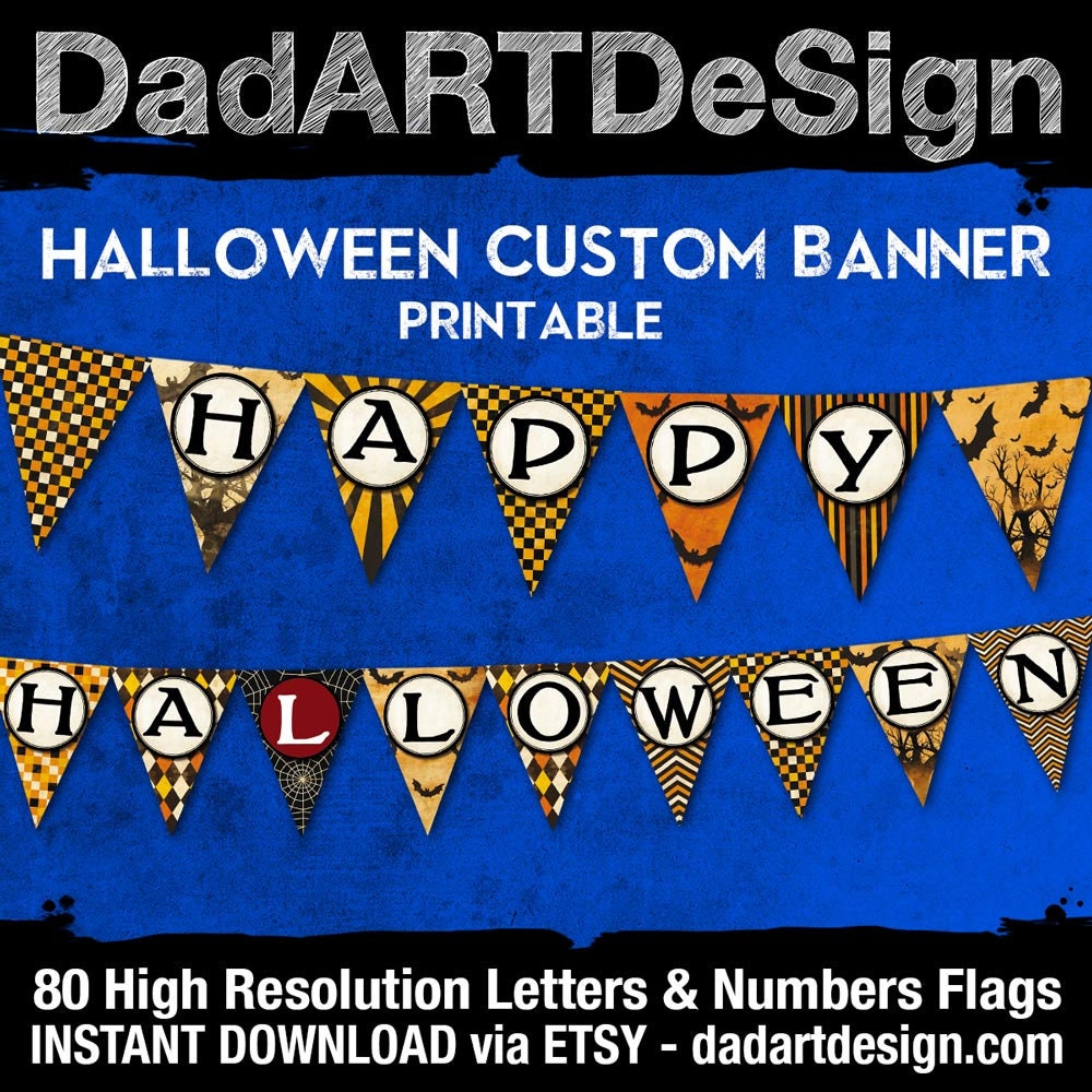 Halloween Pennant Banner Printable Vintage Alphabet | Etsy