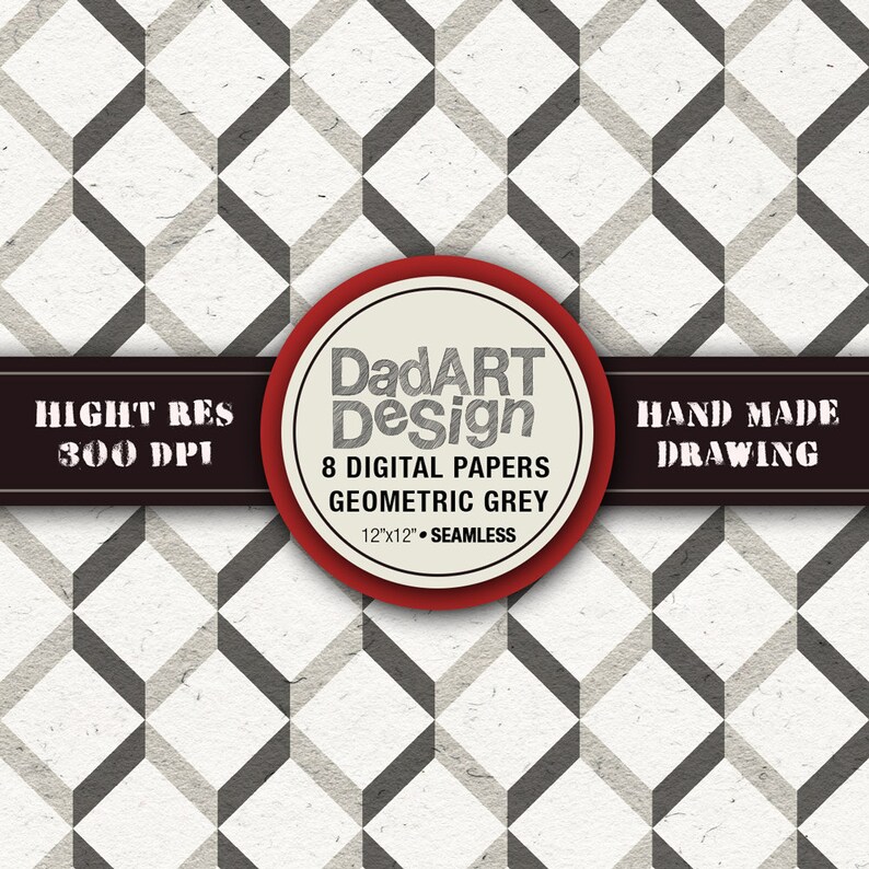 Geometric Grey Digital Paper - 8 Sheets Instant Download - Etsy