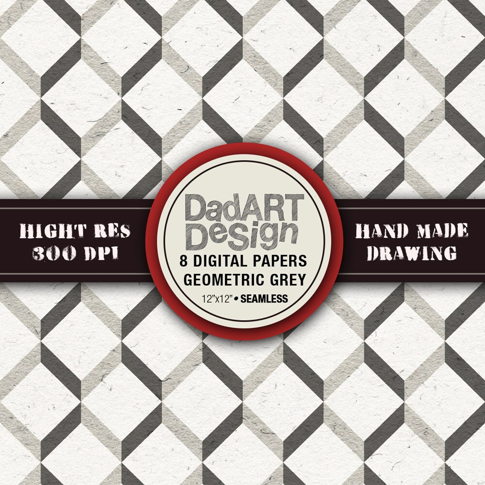 Geometric Grey Digital Paper - 8 Sheets Instant Download - Etsy