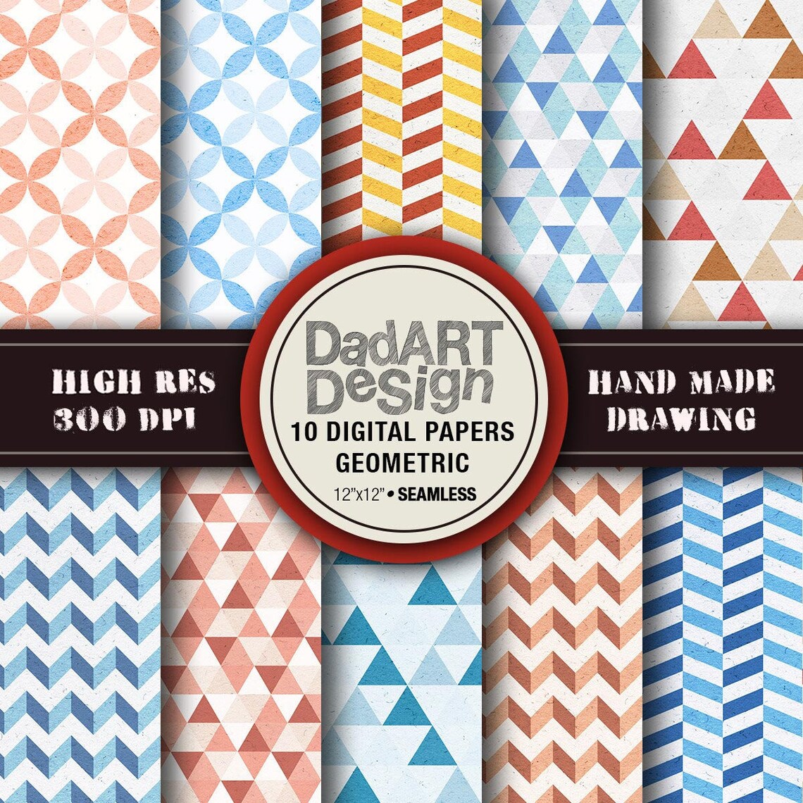 Geometric Digital Paper 10 Sheets Instant Download - Etsy