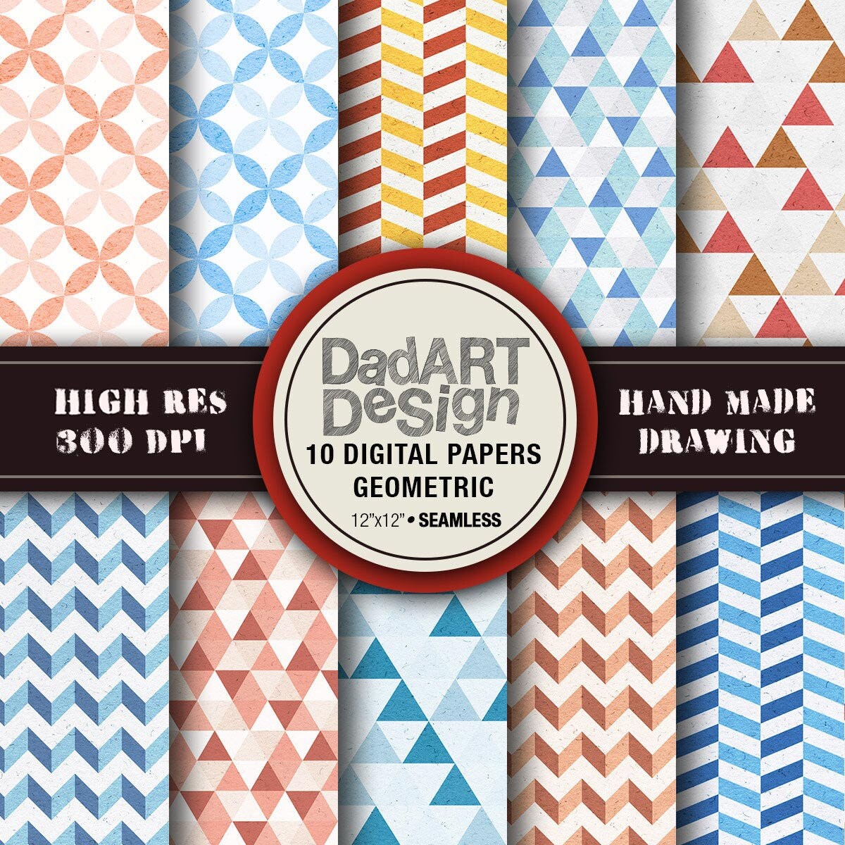 Geometric Digital Paper 10 Sheets Instant Download - Etsy