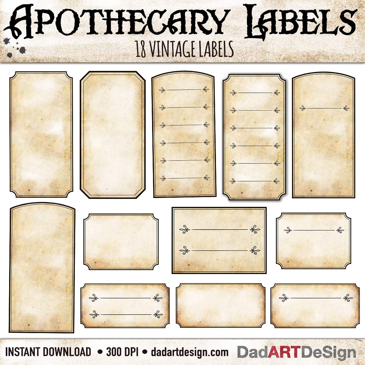 Vintage Apothecary Blank Labels 18 Hi Res PNG Files Ready to - Etsy