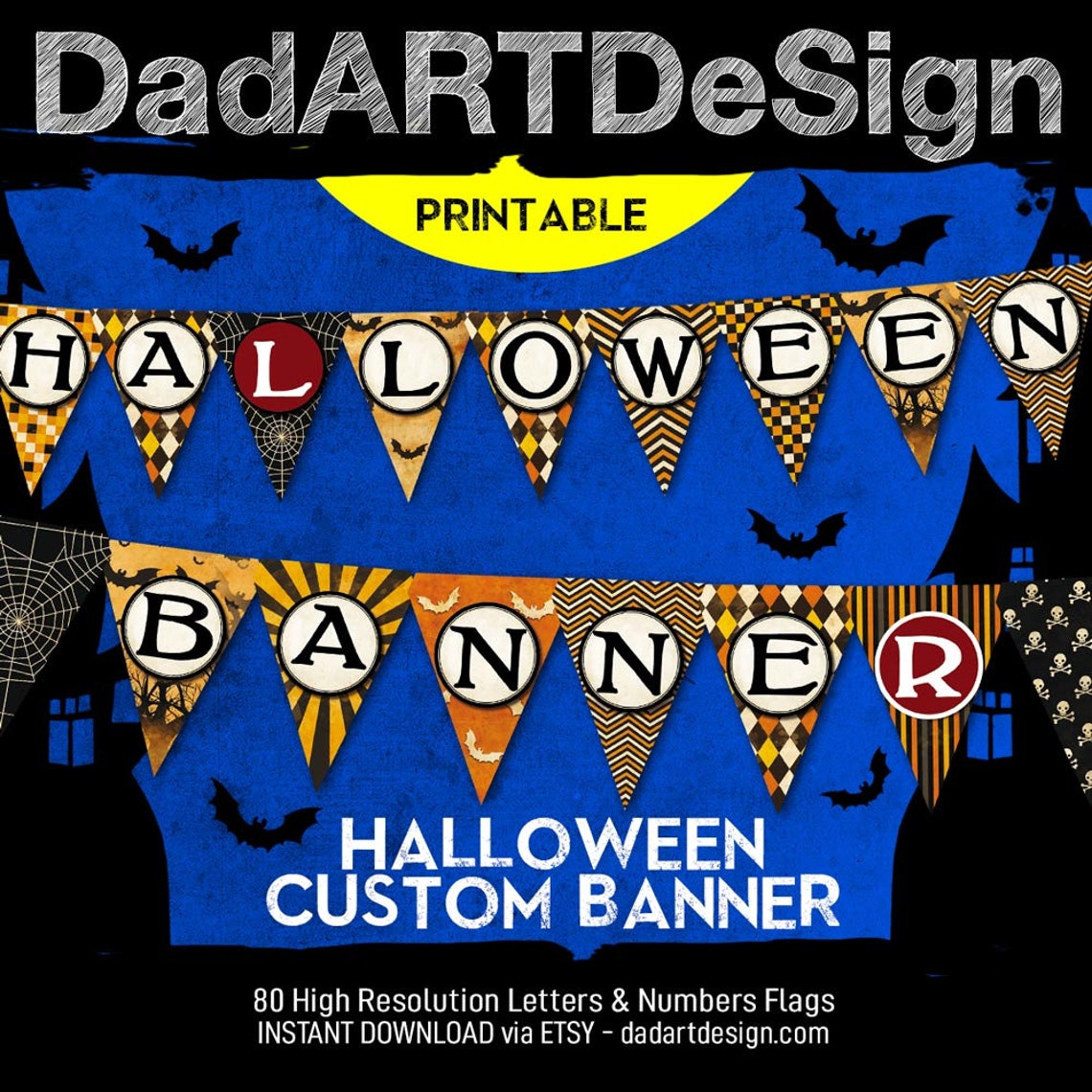 Halloween Pennant Banner Printable Vintage Alphabet | Etsy