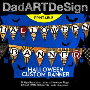 Halloween Pennant Banner Printable Vintage Alphabet Instant Download 74 ...