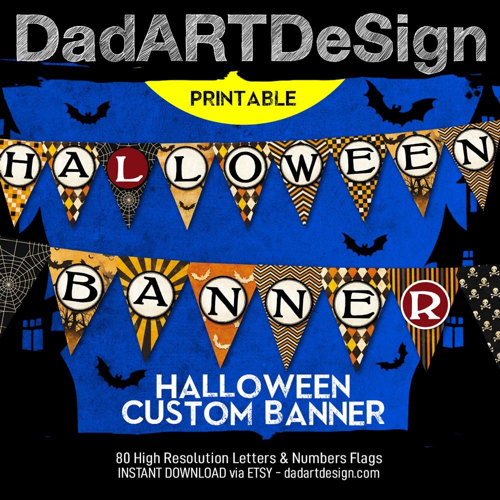 Halloween Pennant Banner Printable Vintage Alphabet | Etsy