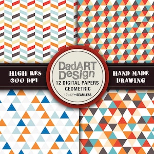 Geometric Digital Paper - 12 Sheets Instant Download - Etsy