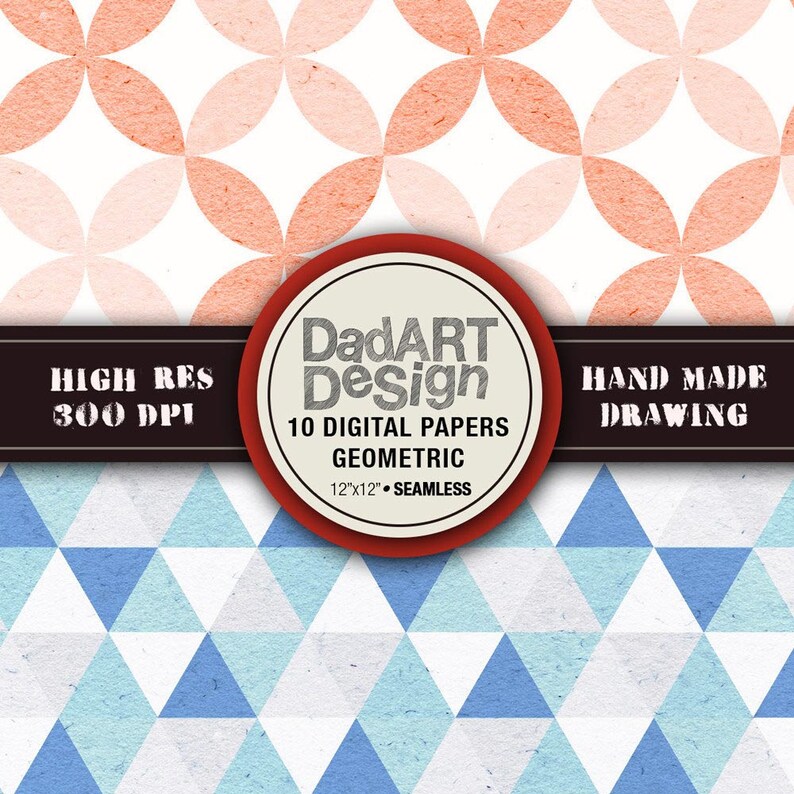 Geometric Digital Paper - 10 Sheets Instant Download - Etsy