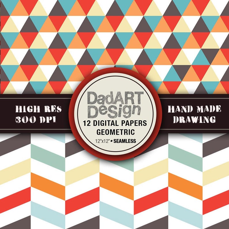 Geometric Digital Paper - 12 Sheets Instant Download - Etsy