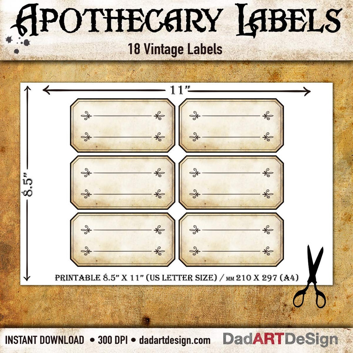Vintage Apothecary Blank Labels 18 Hi Res PNG Files Ready to | Etsy