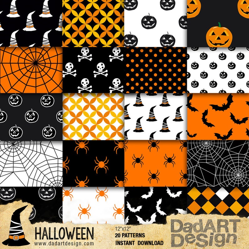 Halloween Patterns - Digital Paper Pack 05 - 20 Printable Sheets ...
