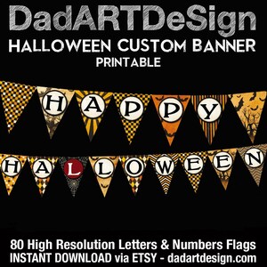 Halloween Pennant Banner Printable Vintage Alphabet Instant Download 74 ...