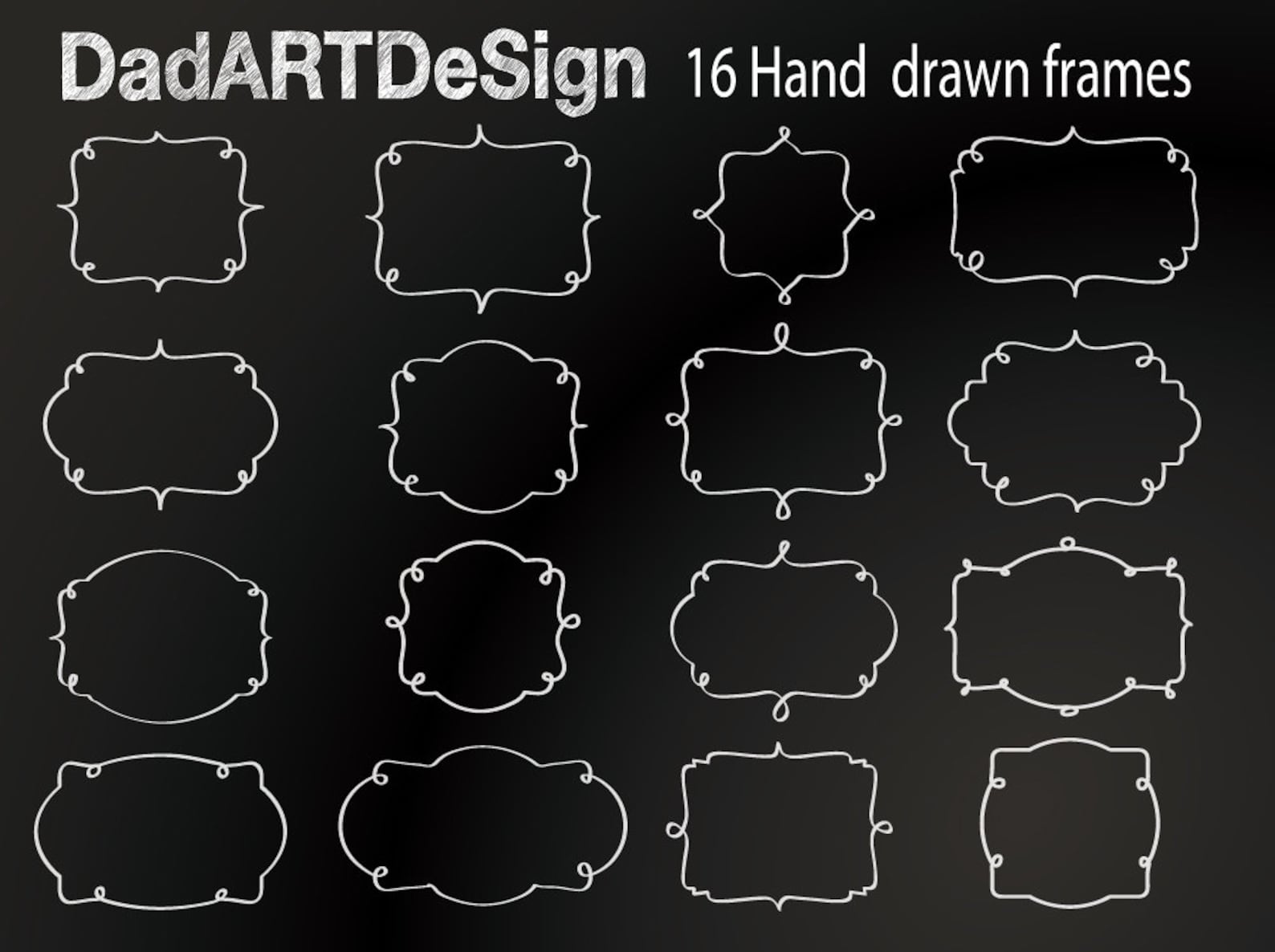 Simple Blank Labels With Hand Drawn White Border, 16 PNG HR Files Ready ...