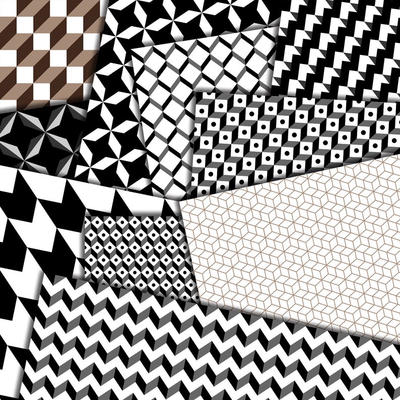 12 Optical Patterns Digital Paper Pack Hi Res Files Instant - Etsy