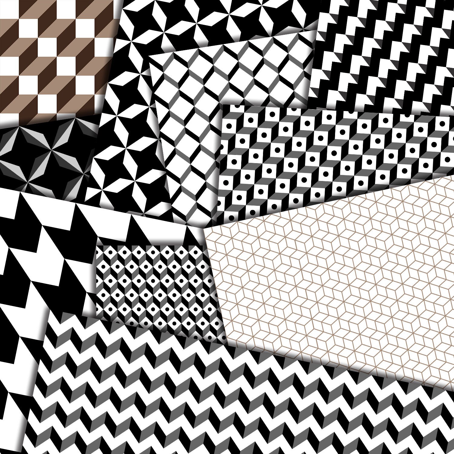 12 Optical Patterns Digital Paper Pack Hi Res Files Instant - Etsy