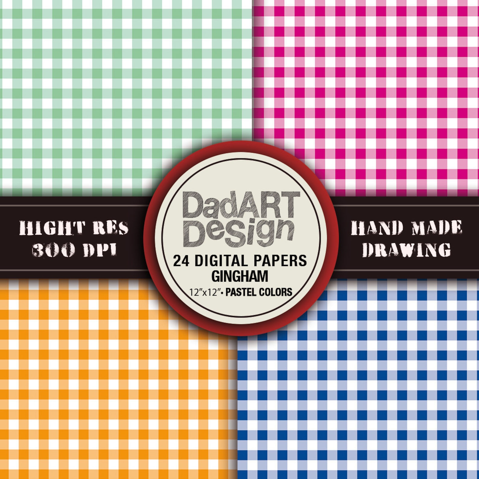 Gingham Pattern Pastel Colors - Digital Paper, Wallpaper, Seamless ...