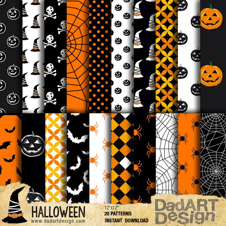 Halloween Patterns - Digital Paper Pack 05 - 20 Printable Sheets ...