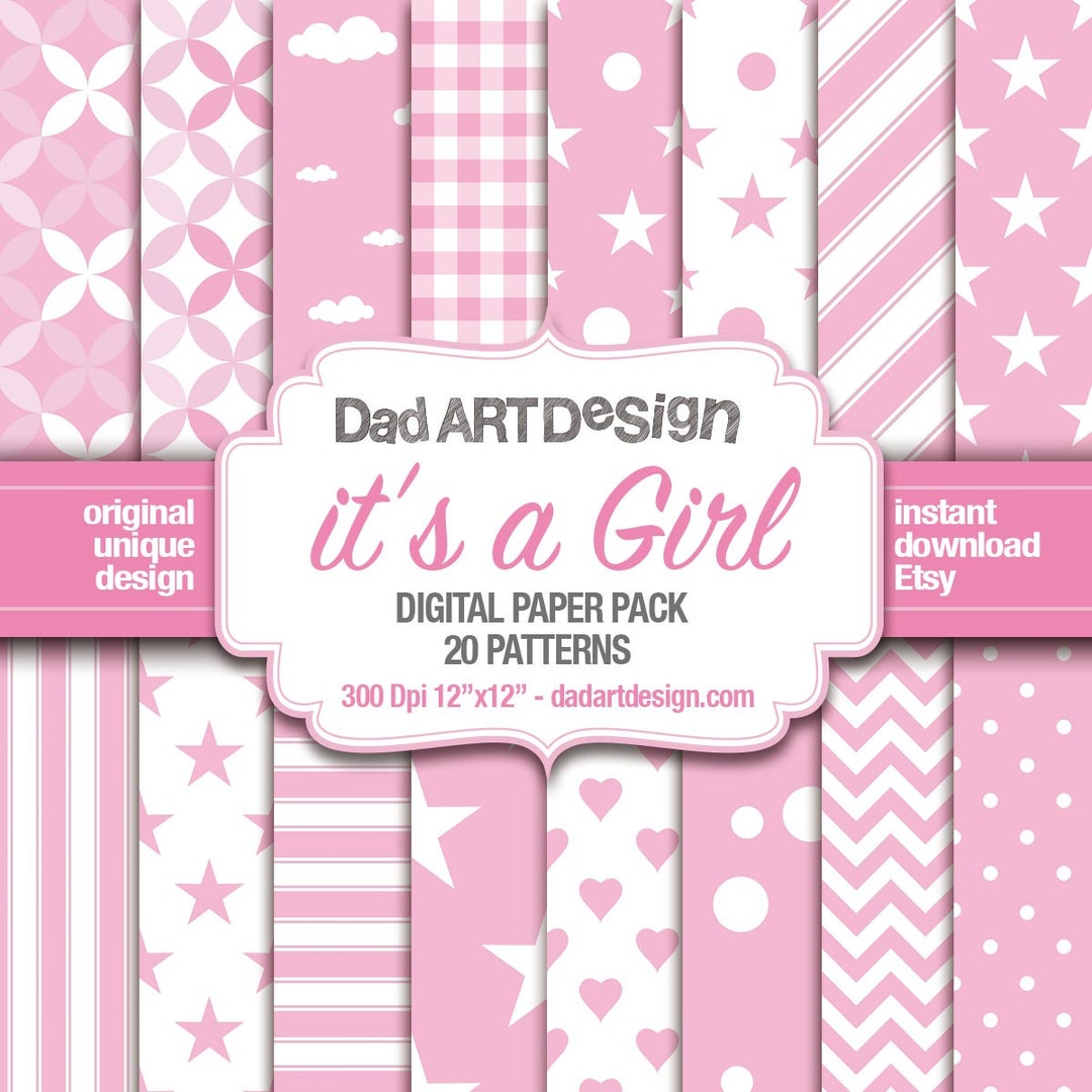 It's a Girl - Baby Shower 18 Patterns Digital Paper Pack - Etsy