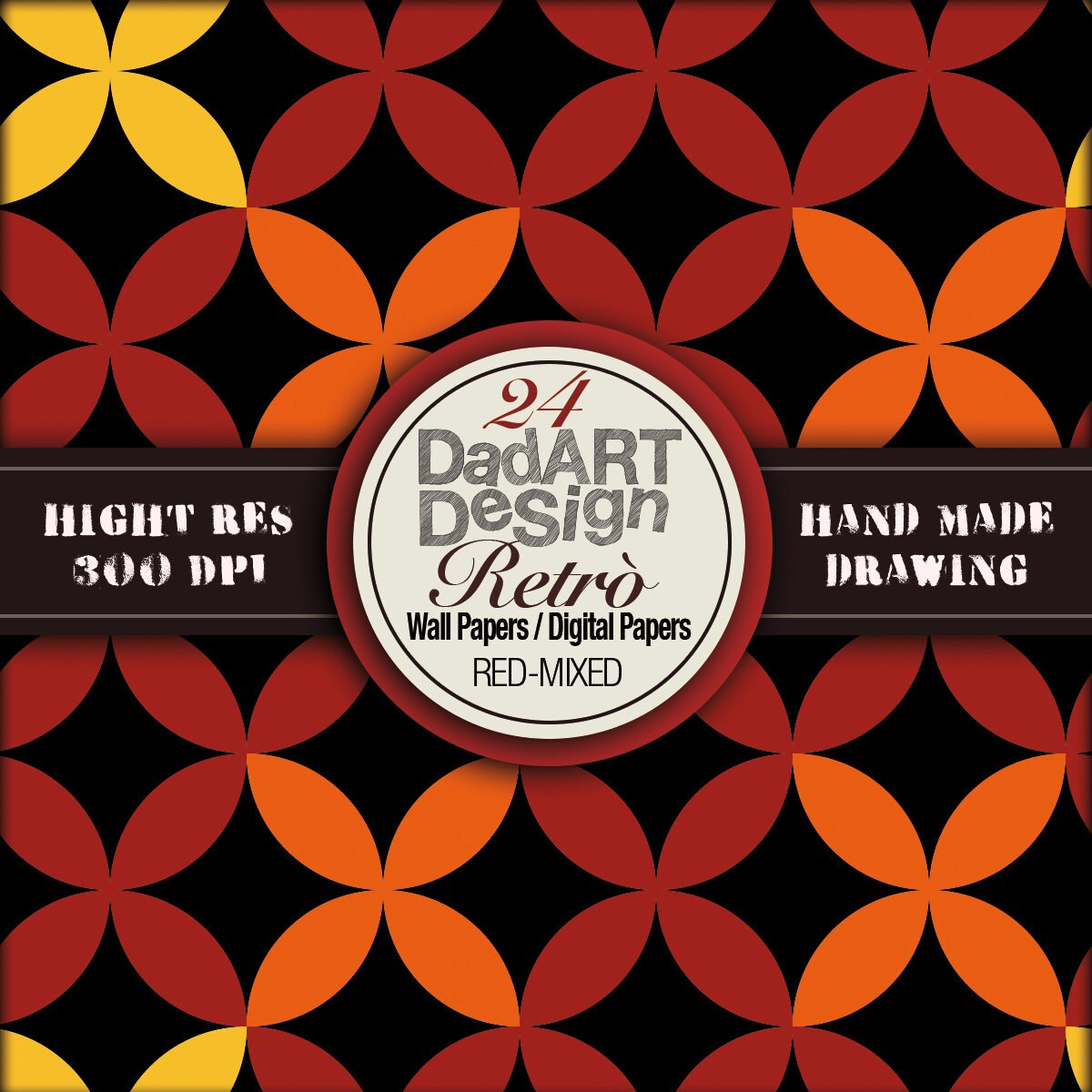 24 Retro Red Pattern, Seamless, Digital Paper Wallpaper - Etsy