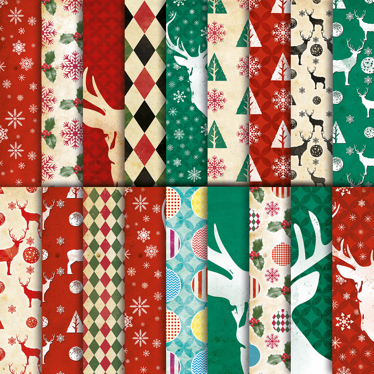 Vintage Christmas Patterns Digital Paper Pack - Etsy