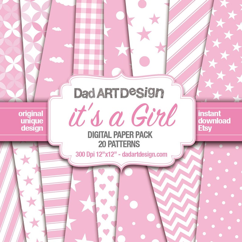 It's a Girl - Baby Shower 18 Patterns Digital Paper Pack - Etsy