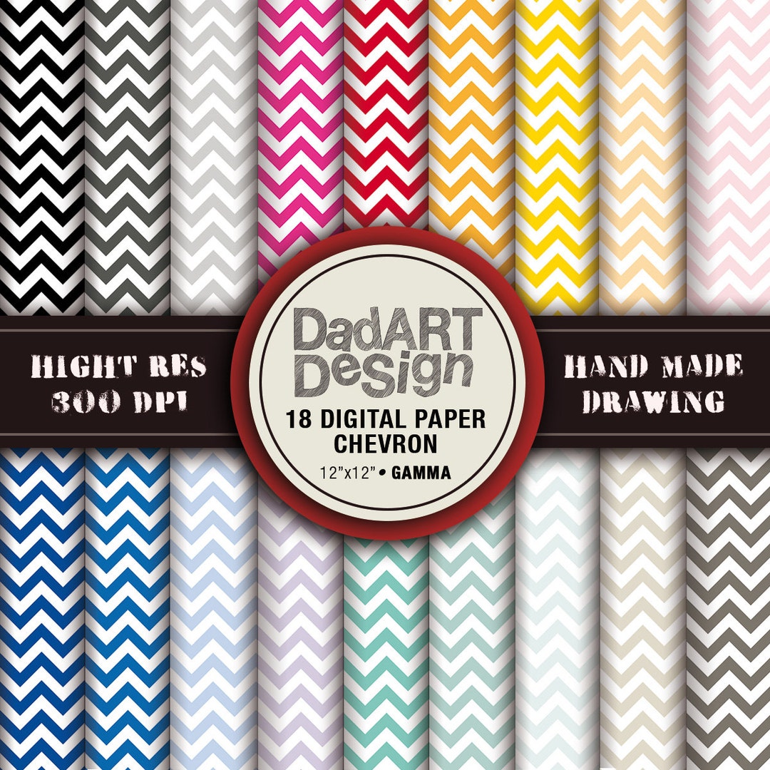 18 Chevron Patterns Digital Paper Pack, Hi Res Files, Instant Download ...