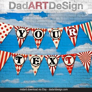 Circus Vintage Printable Pennant Banner Alphabet - Instant Download 74 ...