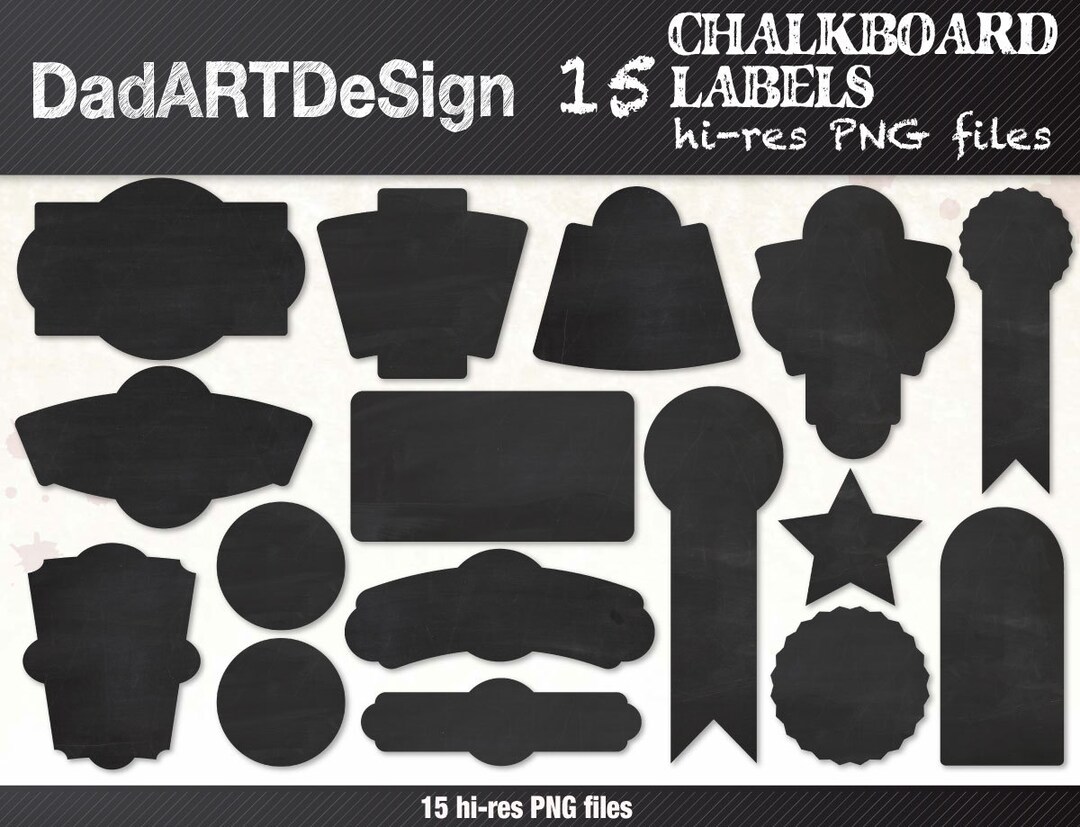 Chalkboard Labels Clipart Kit, 15 HR Files - Etsy