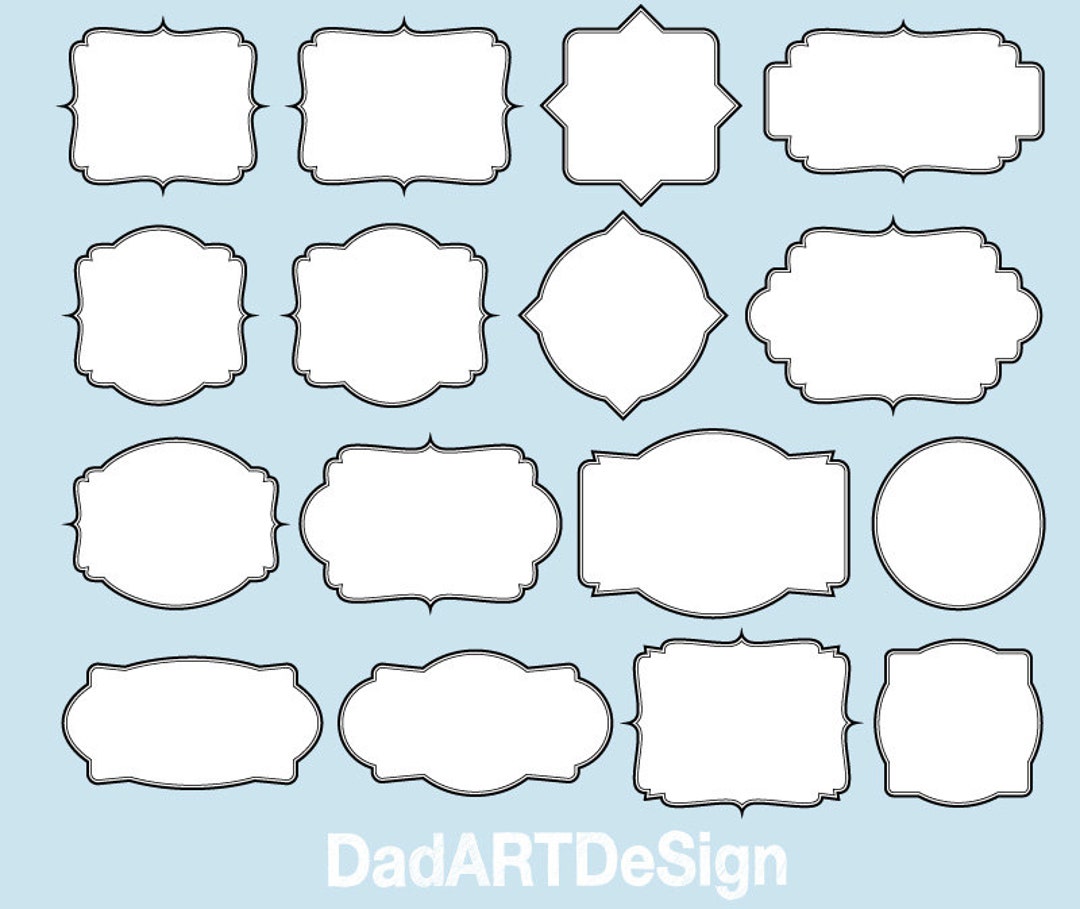 Simple Blank Labels With Double Border, 16 PNG HR Files Ready to Use ...