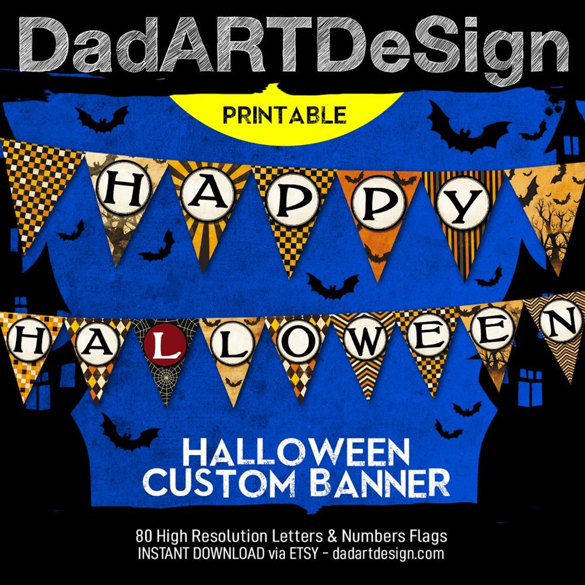 Halloween Pennant Banner Printable Vintage Alphabet | Etsy