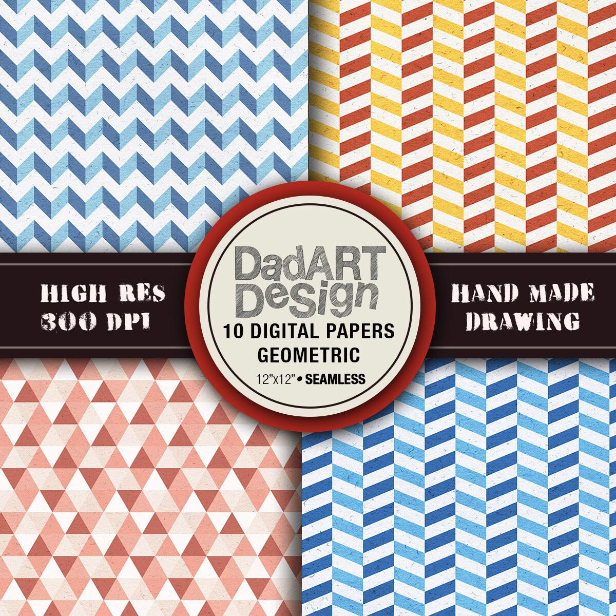 Geometric Digital Paper 10 Sheets Instant Download - Etsy