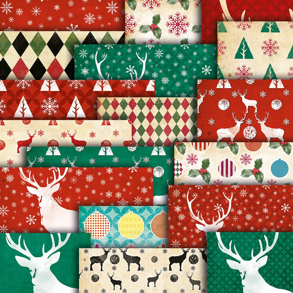 Vintage Christmas Patterns Digital Paper Pack - Etsy