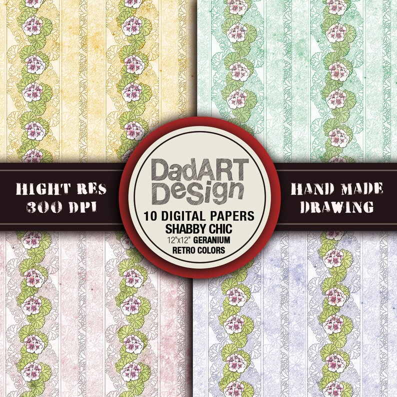 Retro Shabby Chic Floral Digital Papers 02 Vintage Grunge - Etsy
