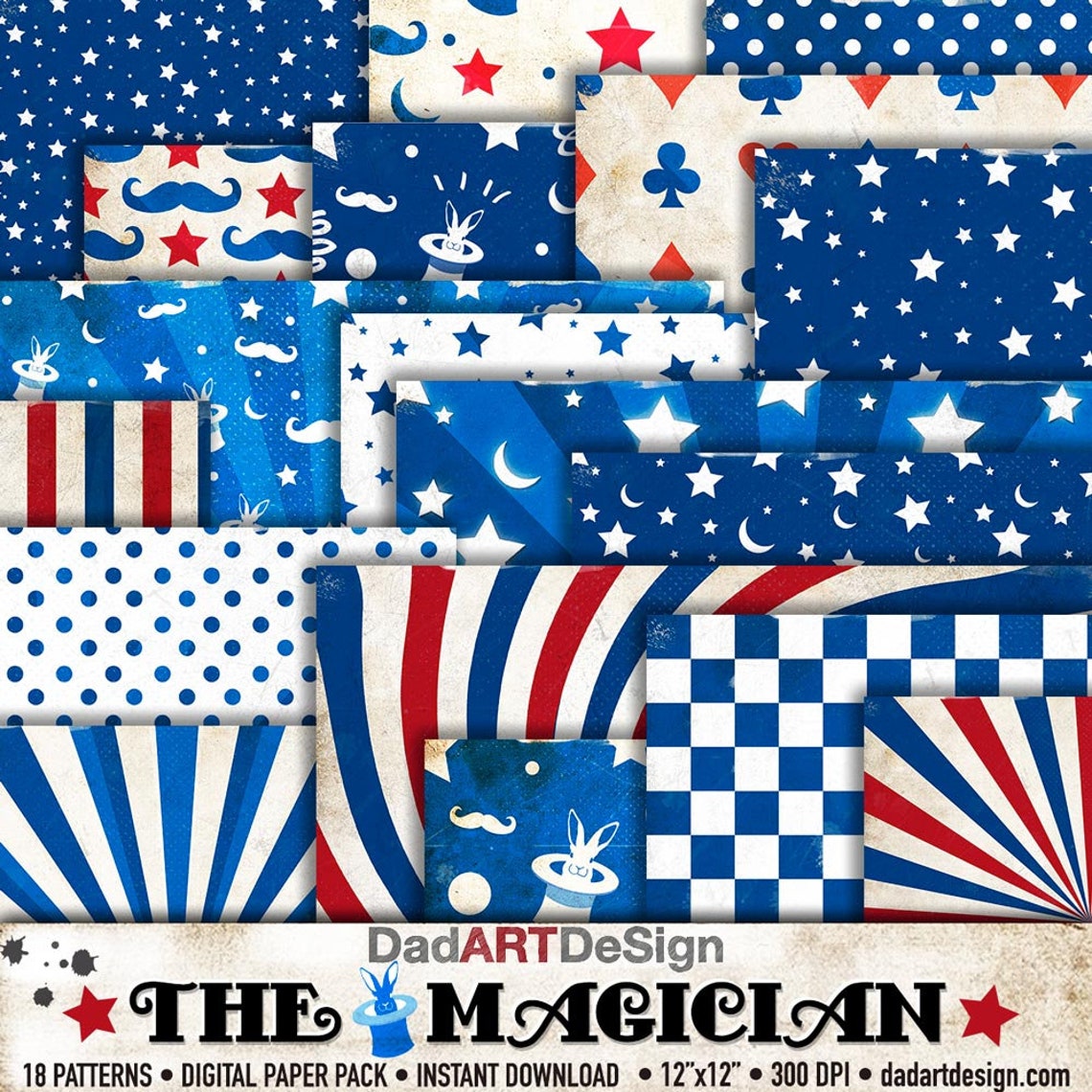 The Magician Vintage Patterns Digital Paper Pack 01 | Wallpapers ...