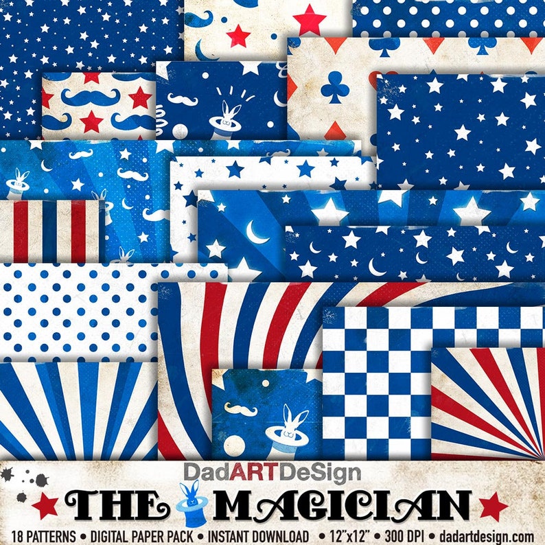 The Magician Vintage Patterns Digital Paper Pack 01 | Wallpapers ...