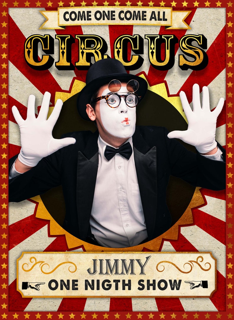 Custom Vintage Circus Poster - Personalized With Your Texts and Photo ...