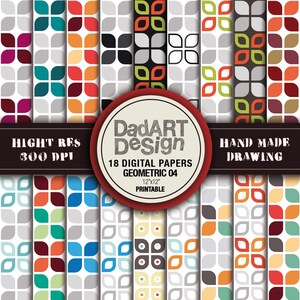 18 Vintage Wallpapers Geometric Patterns Digital Paper Pack - Instant ...