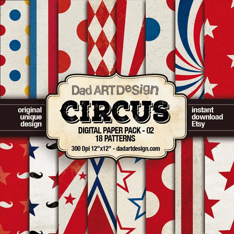 Circus Patterns Digital Paper Pack 02 | Wallpapers | Backgrounds ...