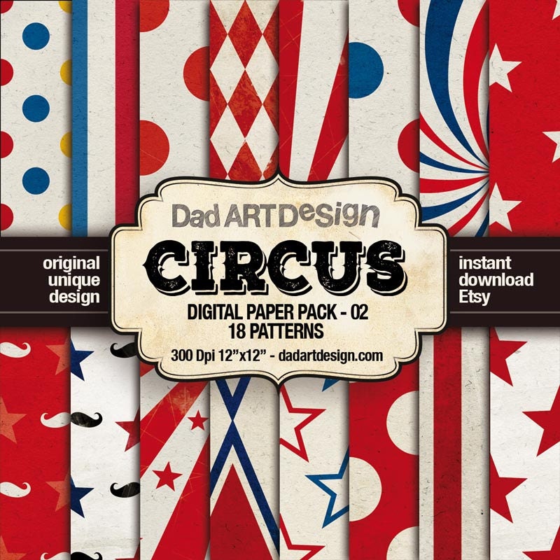 Circus Patterns Digital Paper Pack 02 | Wallpapers | Backgrounds ...