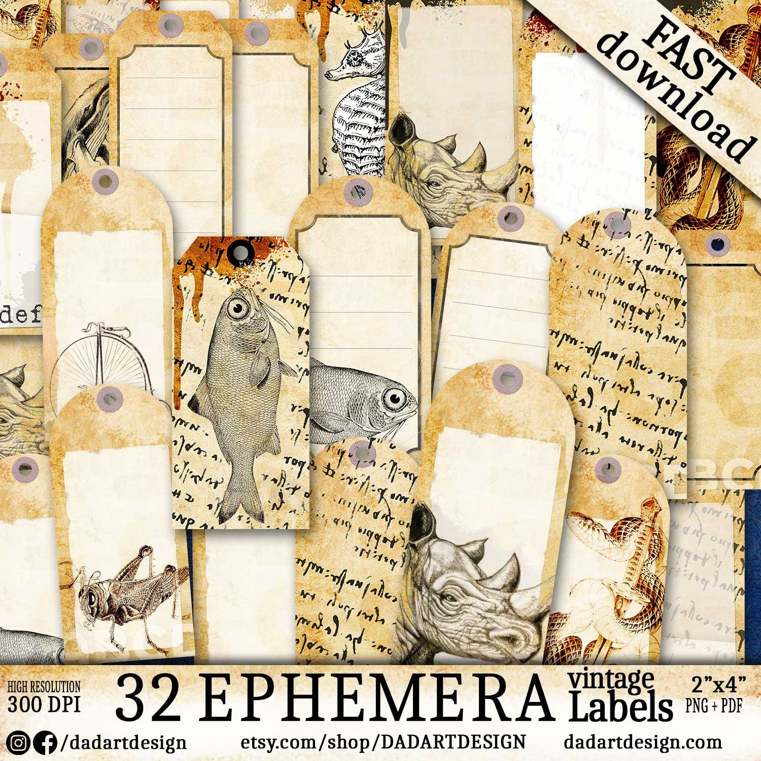 32 Ephemera Vintage Labels Scrapbooking Crafting Decoupage - Etsy