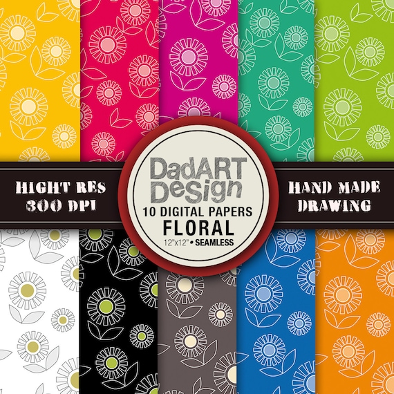 Floral digital paper - 10 sheets Instant download by DADARTDESIGN ...