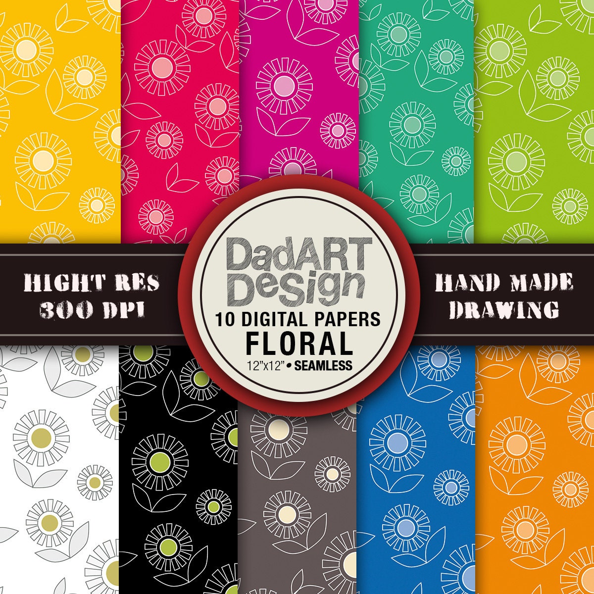 Floral Digital Paper - 10 Sheets Instant Download - Etsy