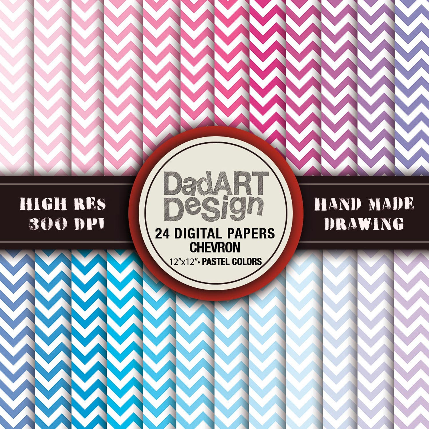 24 Chevron Patterns Pastel Colors Digital Papers, Wallpapers, Seamless ...