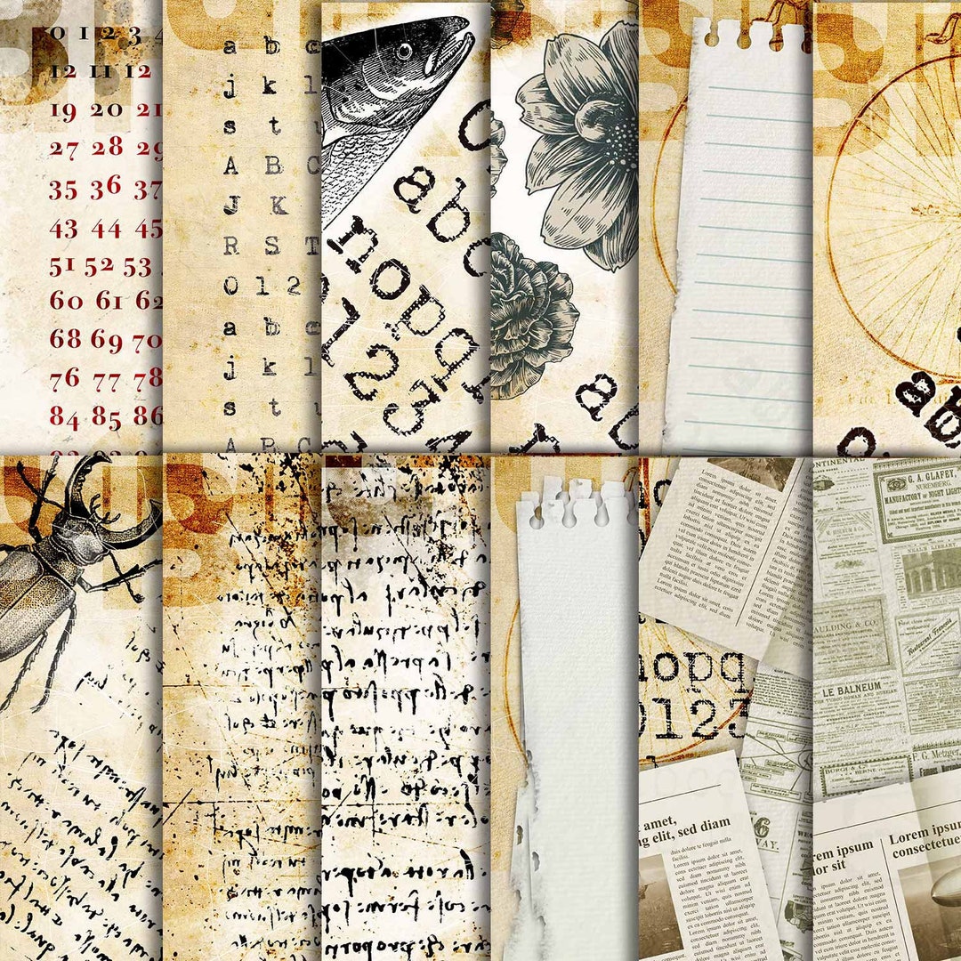 Mixedmedia Vintage Digital Paper Pack 02 - 8,5"x11" High Res 300dpi ...