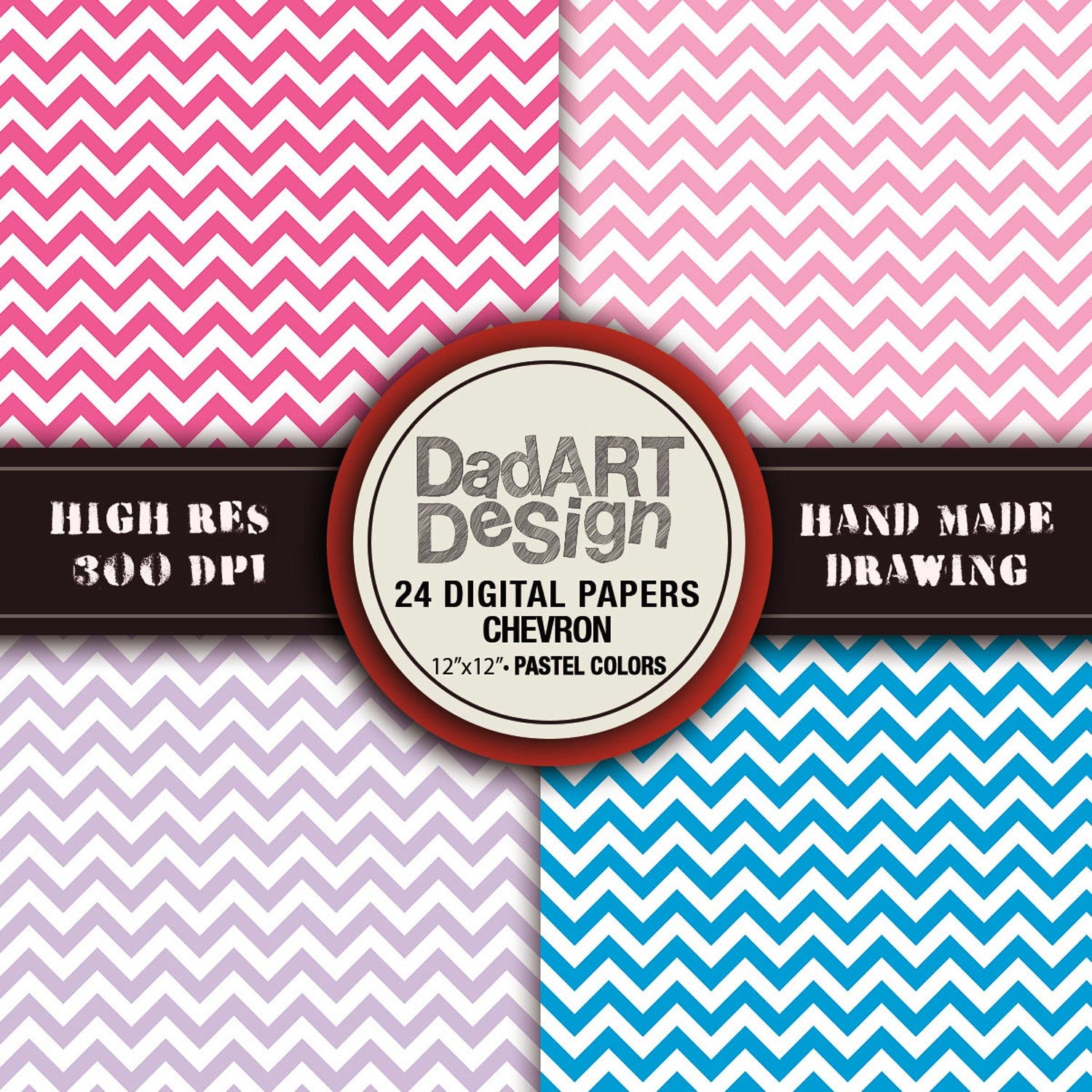 24 Chevron Patterns Pastel Colors Digital Papers, Wallpapers, Seamless ...