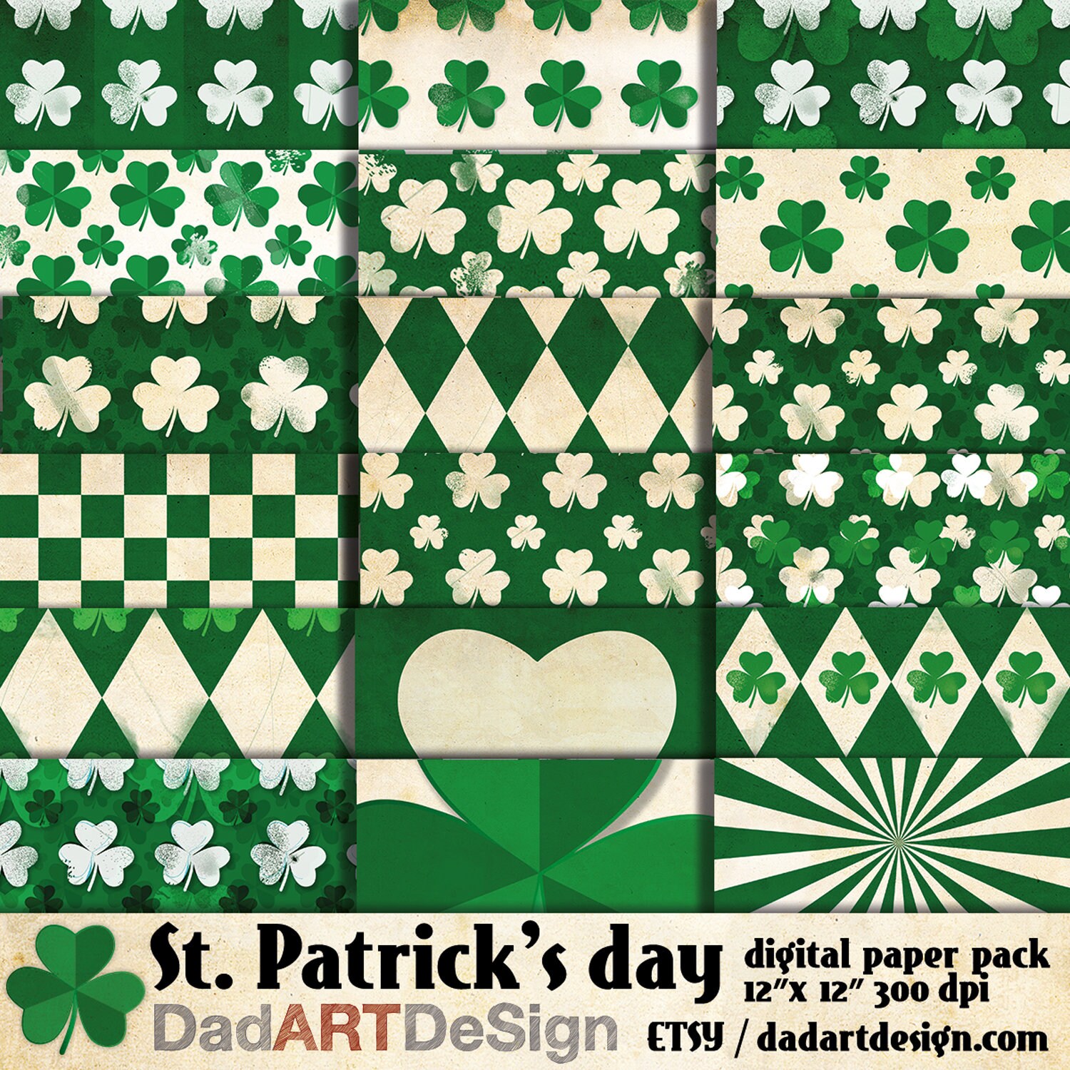 Saint Patrick's Day Digital Paper Pack 01 Wallpapers Backgrounds ...