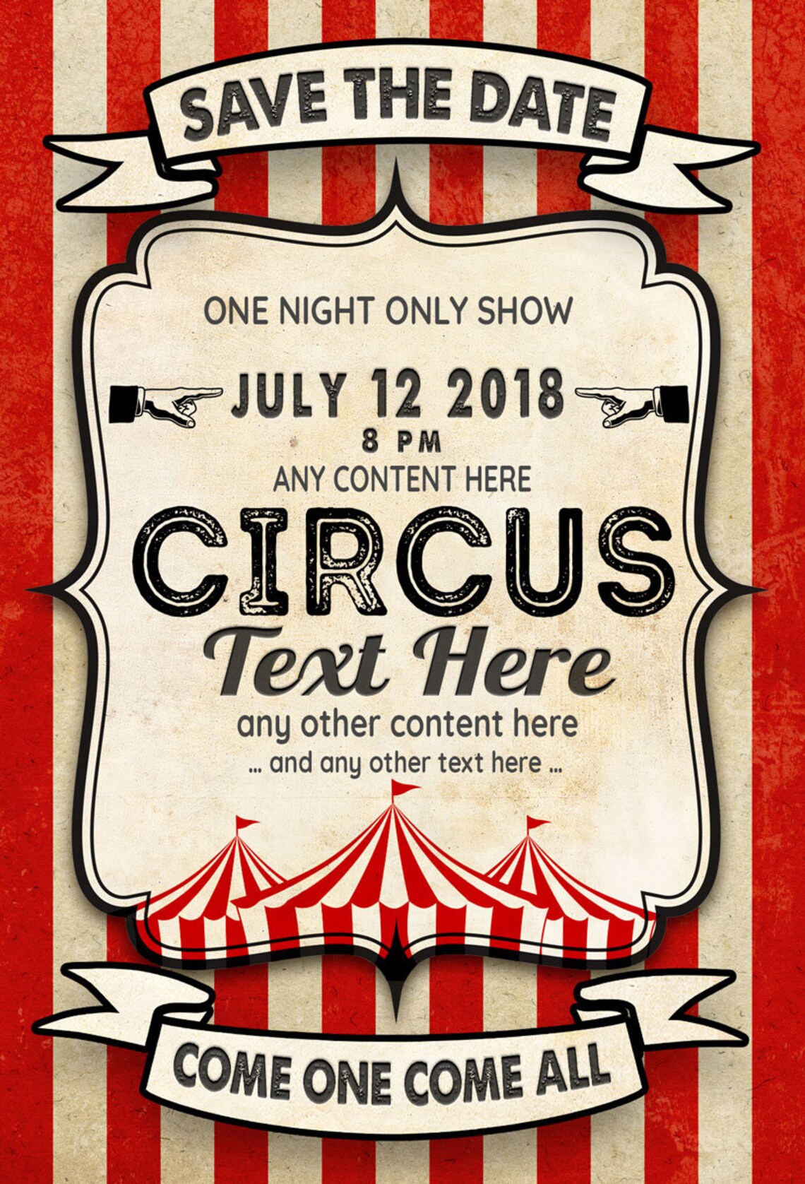 Circus Vintage Custom Card for Your Birthday Wedding Show - Etsy