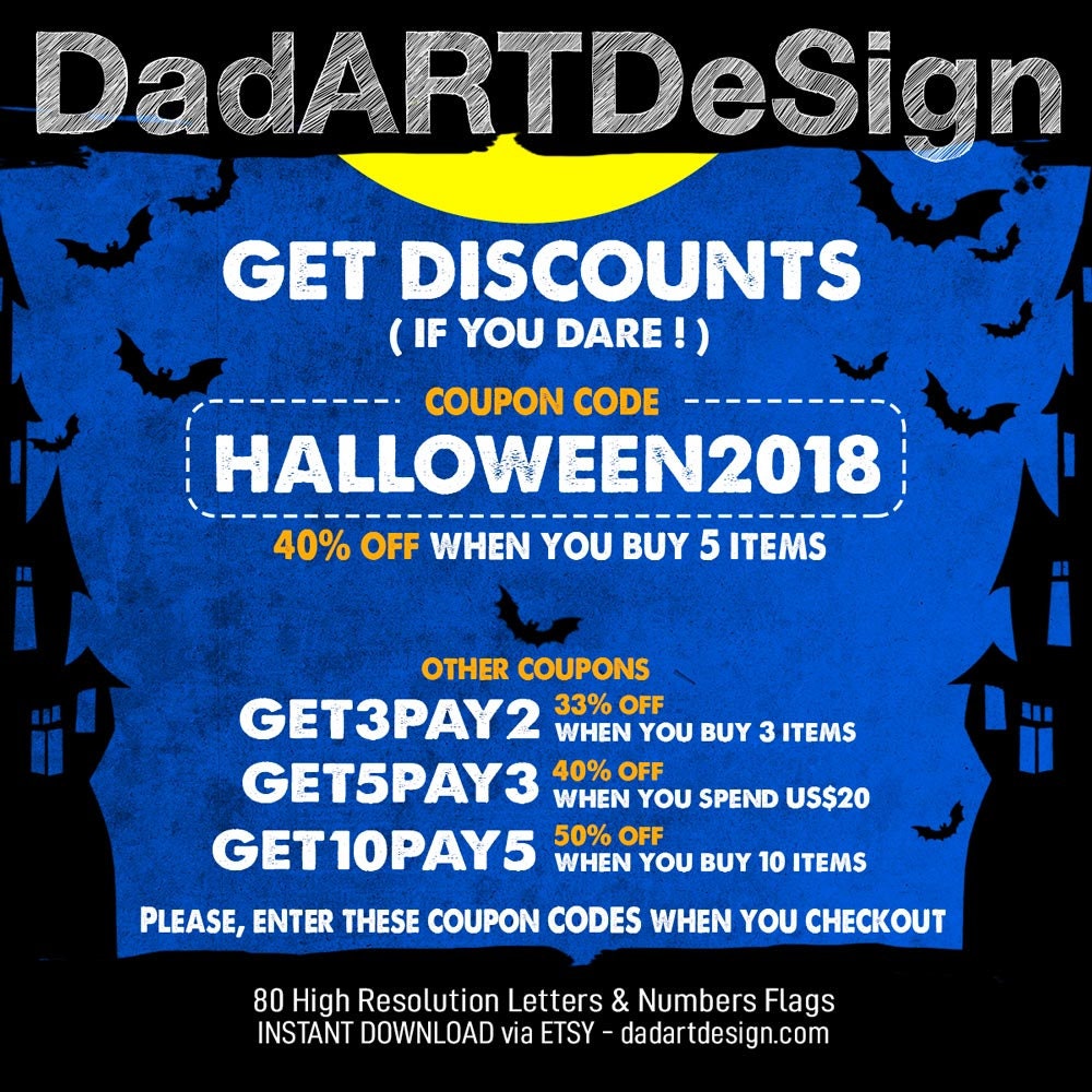 Halloween Pennant Banner Printable Vintage Alphabet Instant Download 74 ...